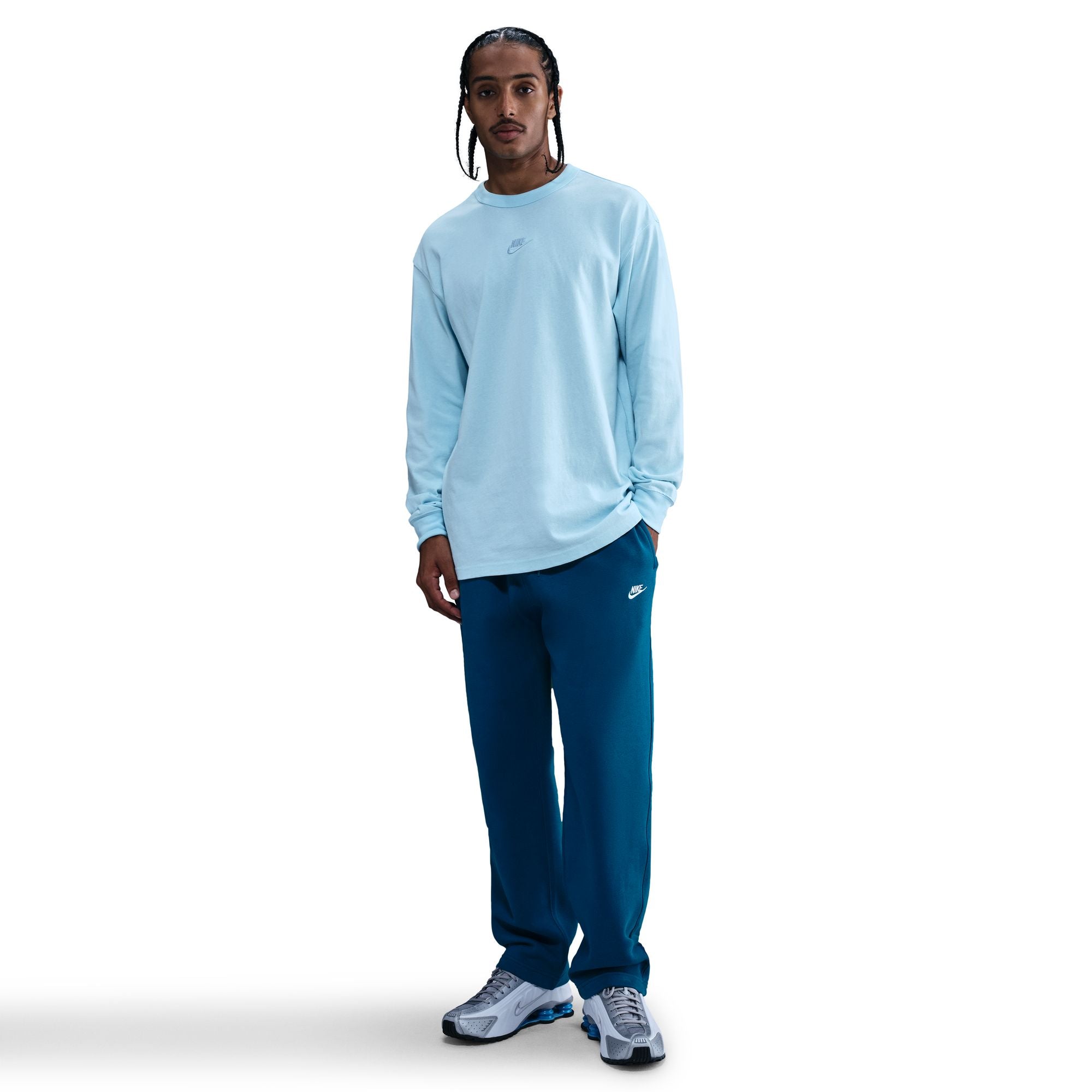 Nike Mens Open Hem Fleece Sweatpants - Green Abyss - Denim Exchange